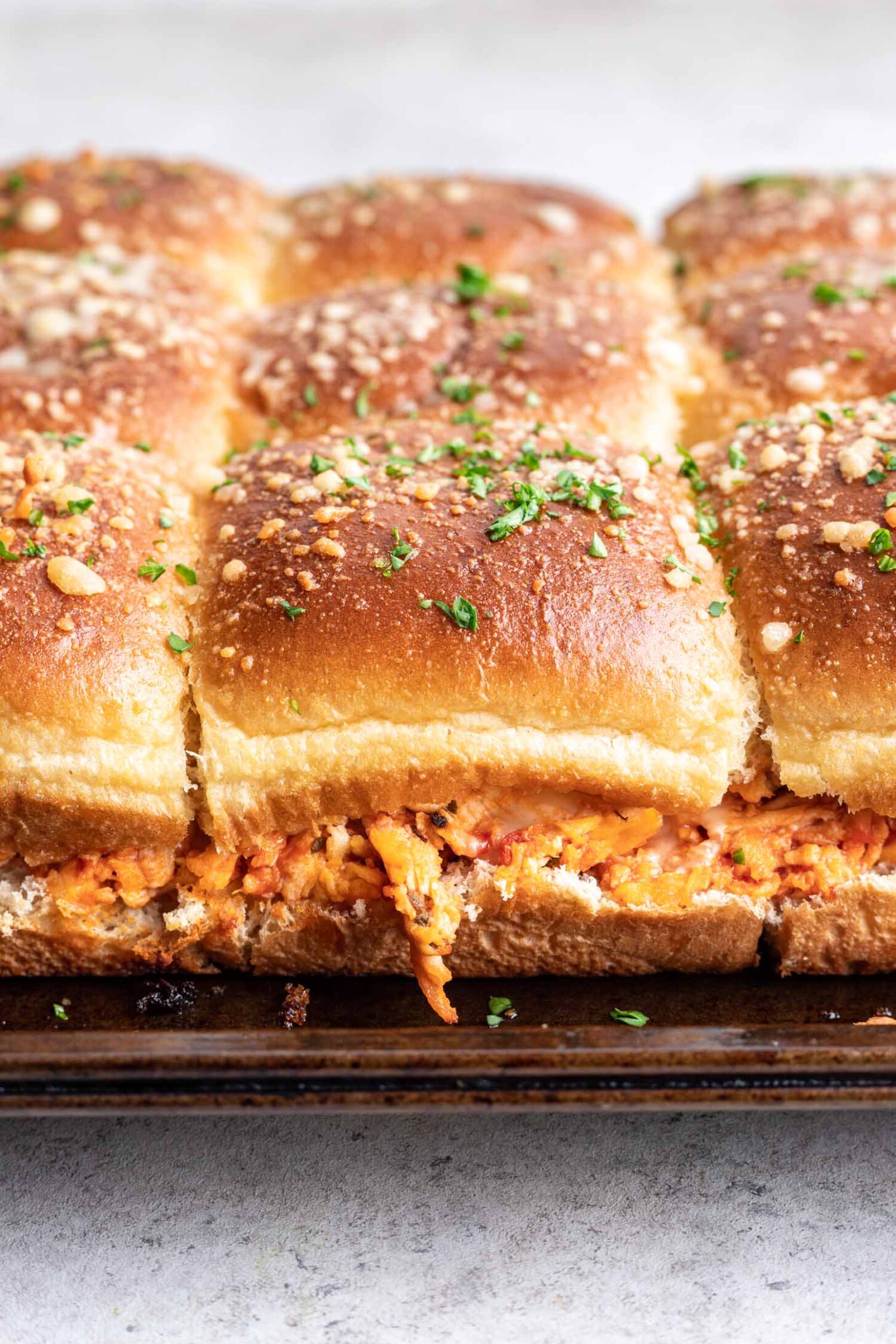 Shredded Chicken Parmesan Sliders - Life is but a Dish