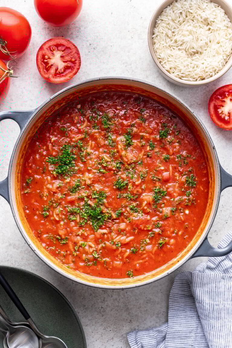 Stovetop Tomato Rice Soup (Super simple!) - Life is but a Dish